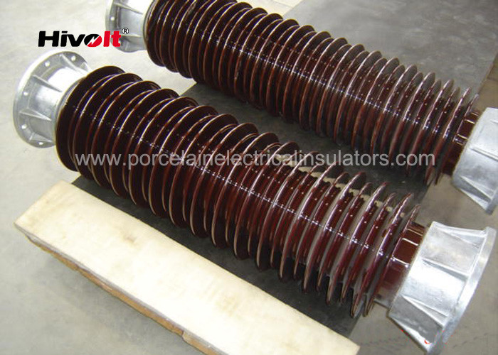 Brown Color Station Post Insulators For 110kV Substations Metric Pitch